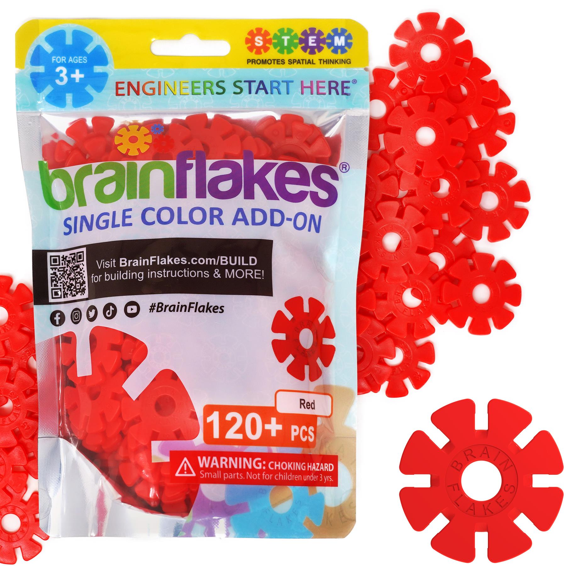 Brain Flakes Single Color Add-on - 120 Pieces - Resealable Pouch - Red ...